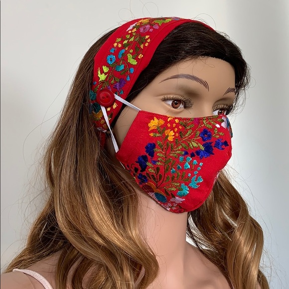 New Handmade | Accessories | Combo Face Mask And Headband With Buttons ...
